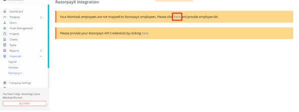 Monitask | RazorPayX integration with Monitask